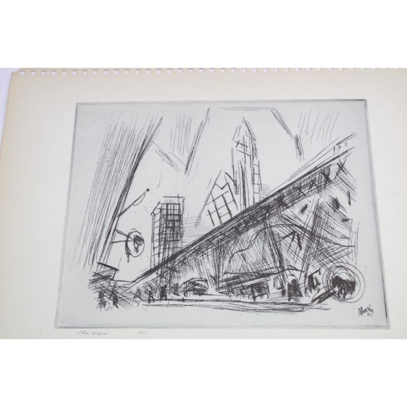 Art | John Martin Print Downtown New York Manhattan Vintage 8826 Nyc ...